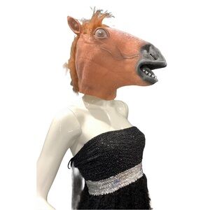 Other | Funny Brown Horse Head Mask Latex Costume Prop Adult One Size ...